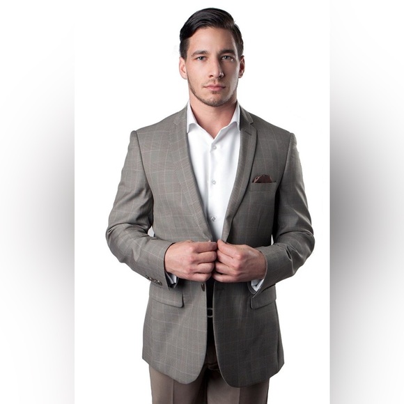 Suits & Blazers | Mens Light Brown Blazer Window Pattern 38r | Poshmark